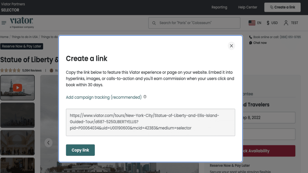 How to create your affiliate links - Viator Partner Resource Center